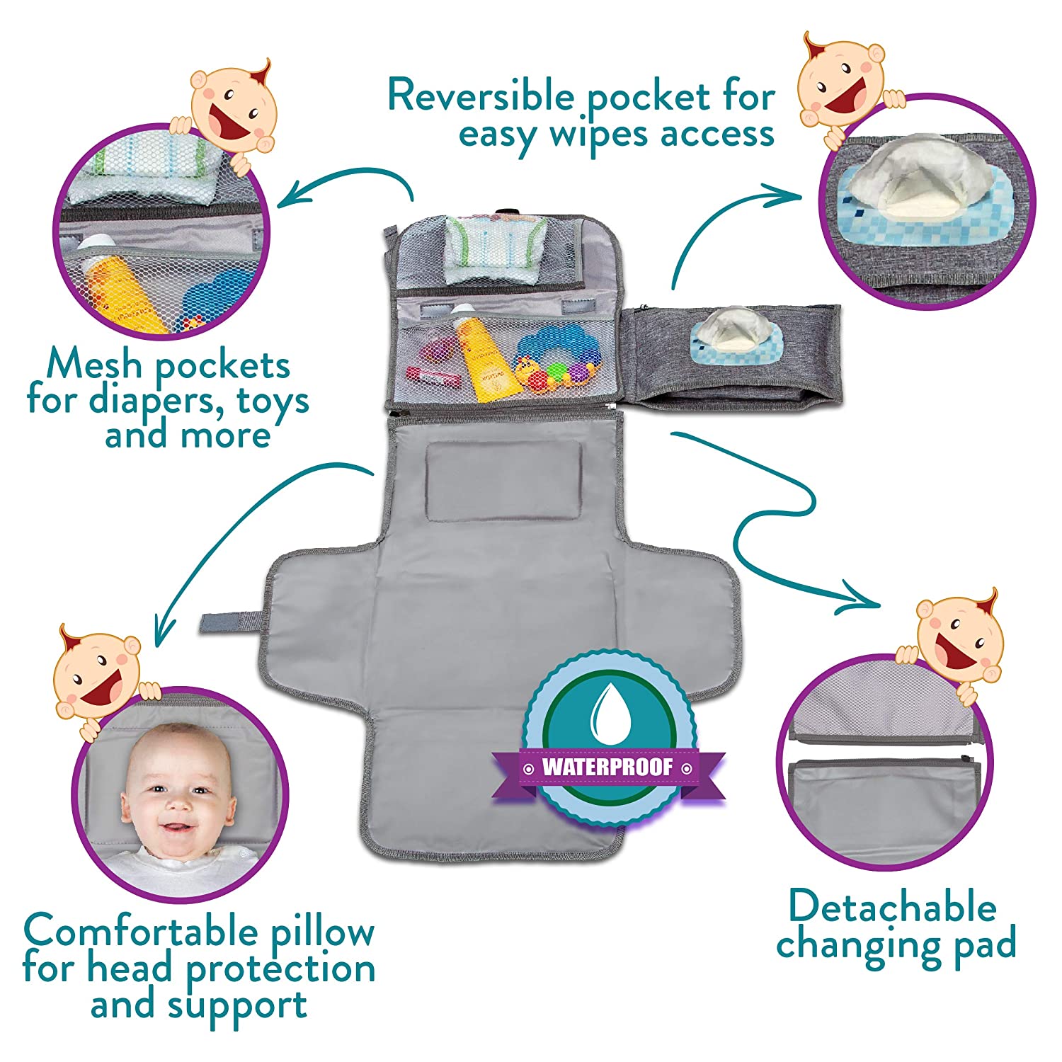 eva baby Portable Diaper Changing Pad – ACUATIAN LLC